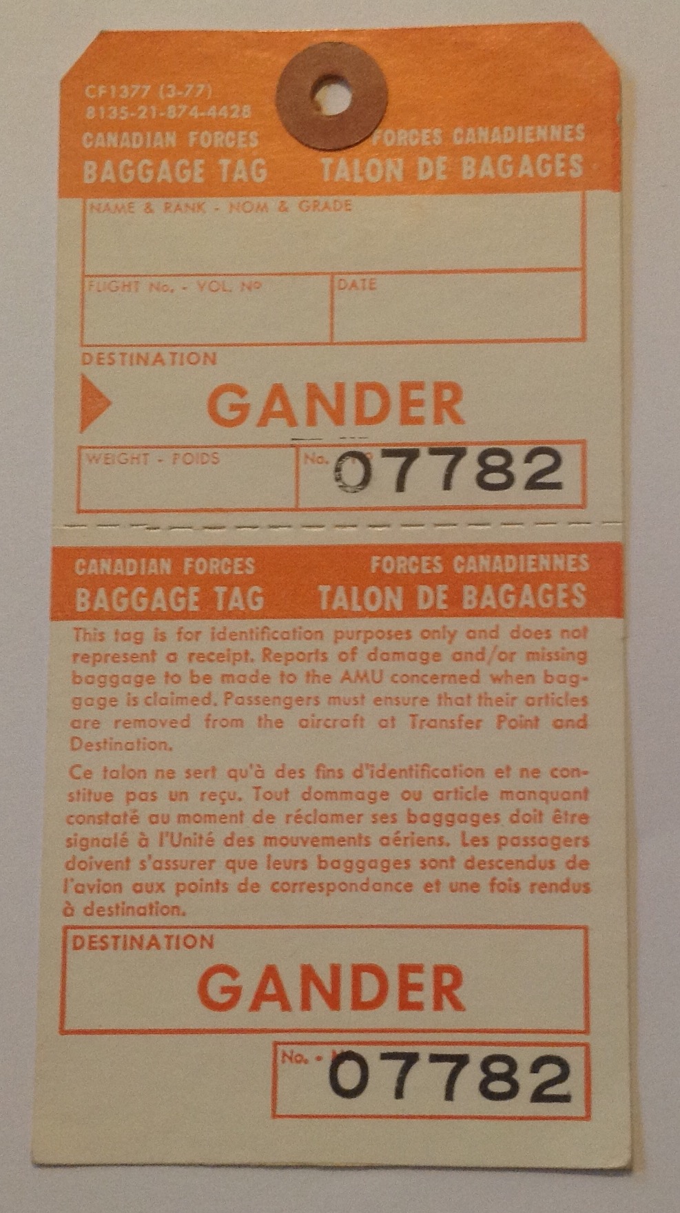 Canadian Forces Baggage Tags – Tales from the Supply Depot