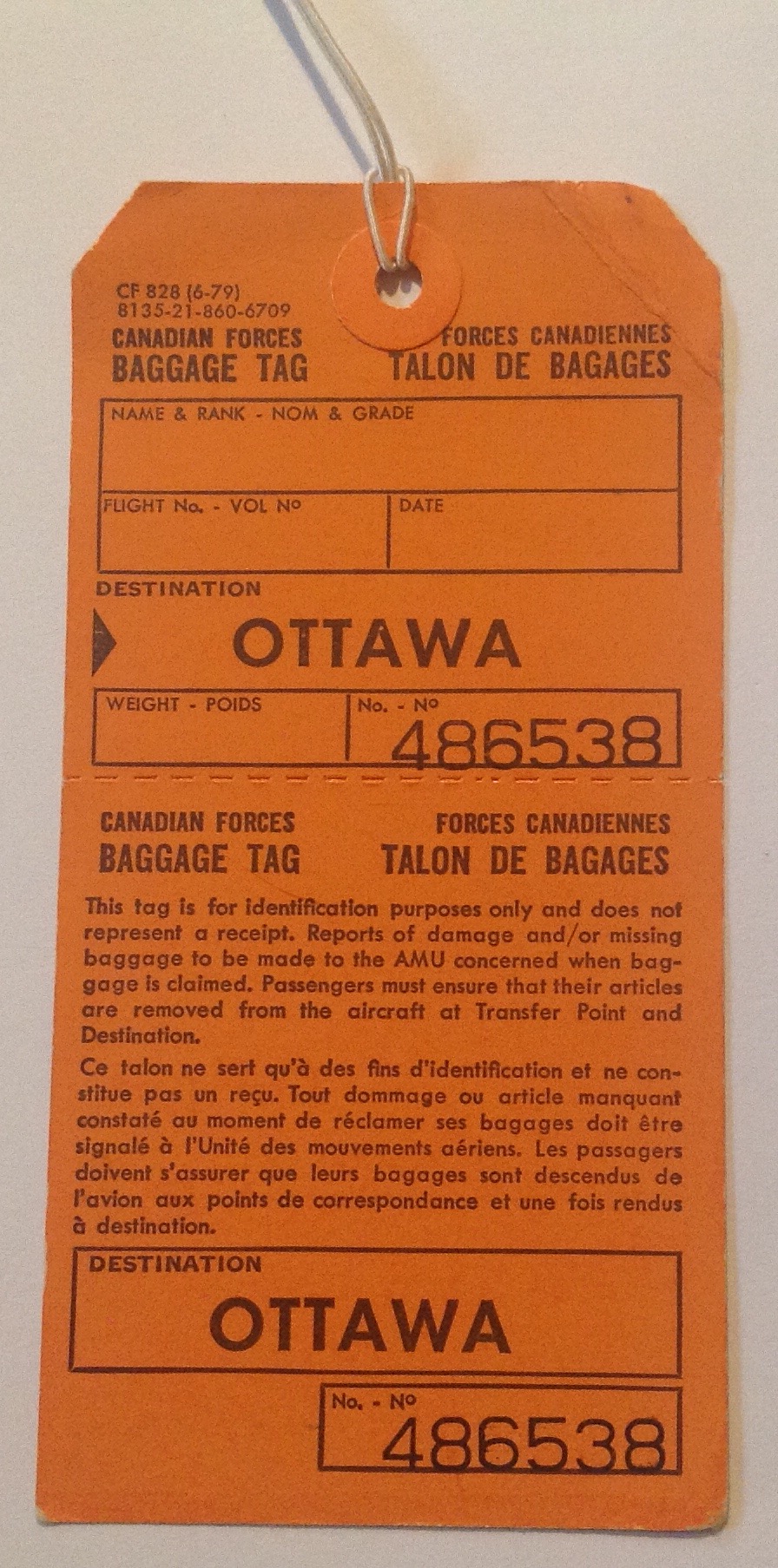 Canadian Forces Baggage Tags – Tales from the Supply Depot